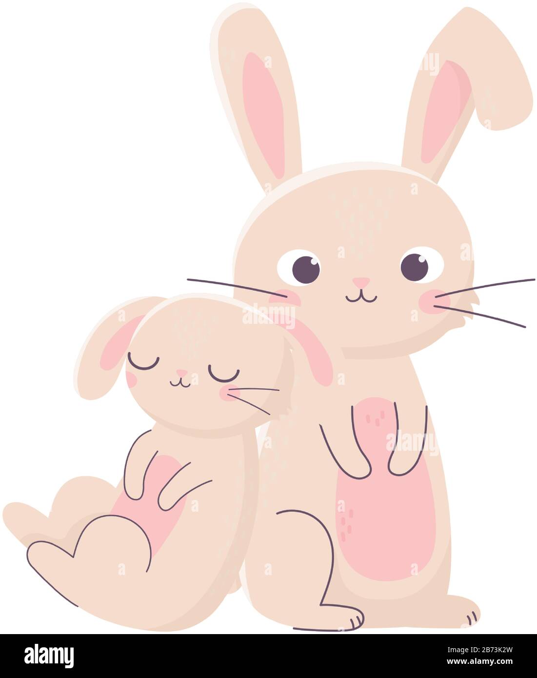 happy easter day, cute rabbits cartoon character vector illustration ...