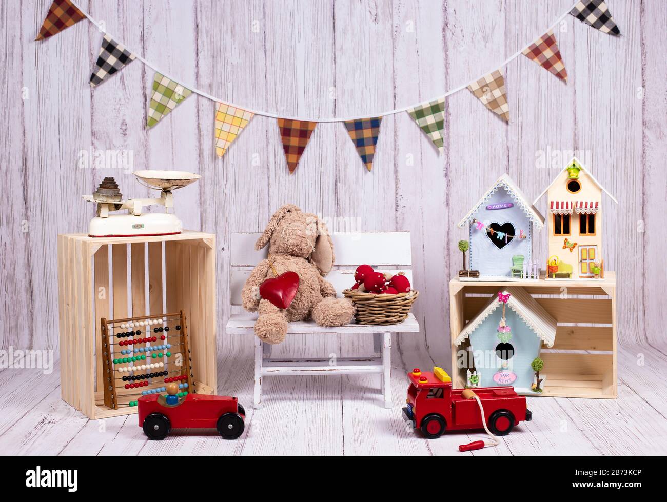 Backdrops for photo studio with colorful decor and childish objects ...