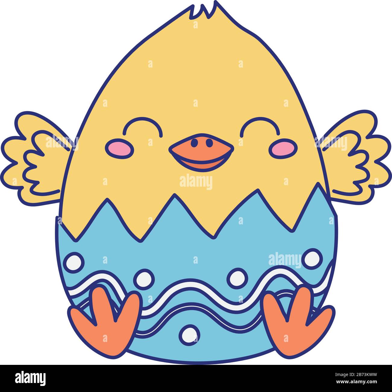 happy easter, cute chicken in eggshell decoration cartoon vector ...