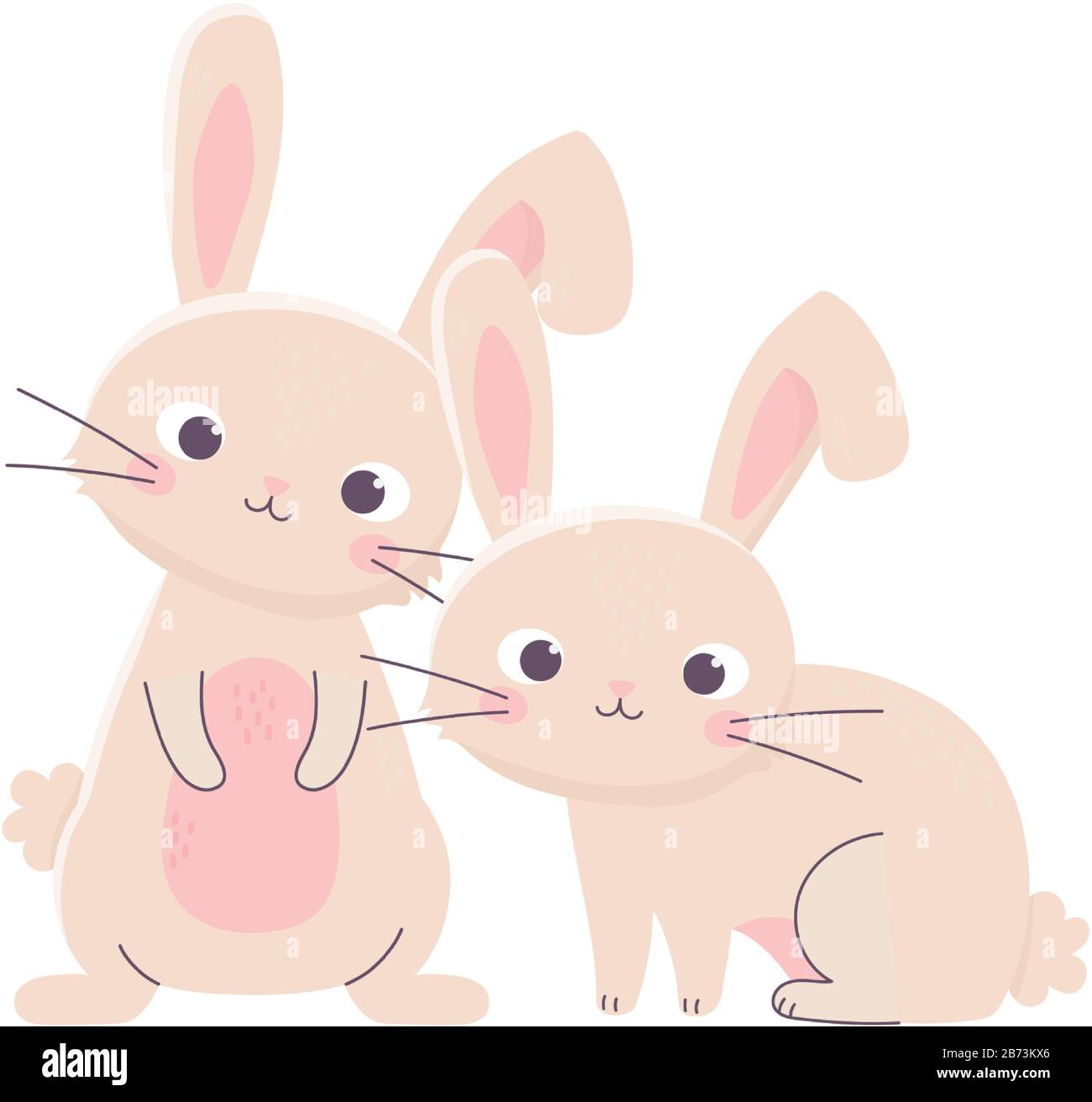 happy easter day, cute rabbits cartoon character vector illustration ...