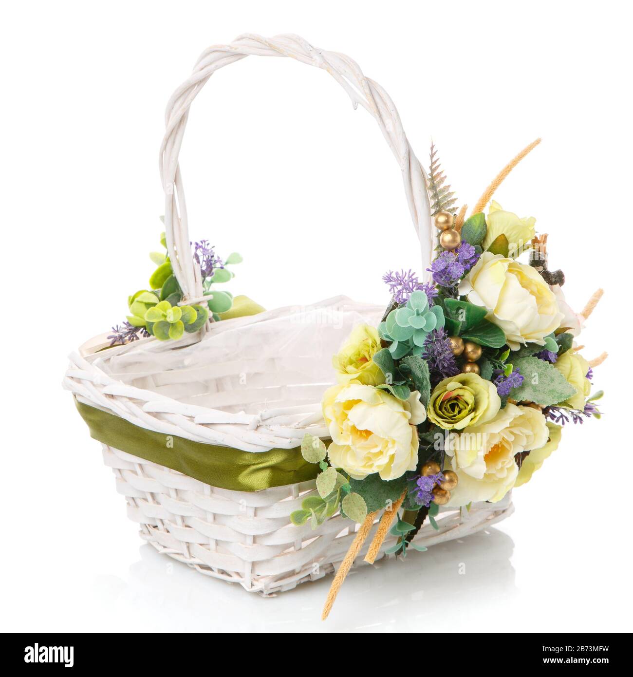 Hand made Easter basket Provence style decorated ribbons, flowers ...