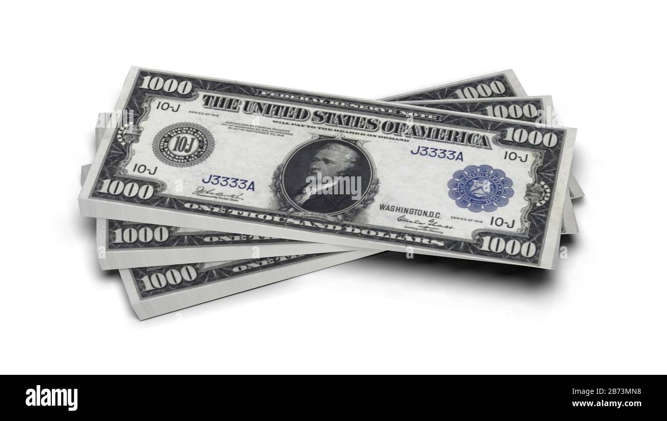The 3d rendering of stack of US dollar with white background Stock ...