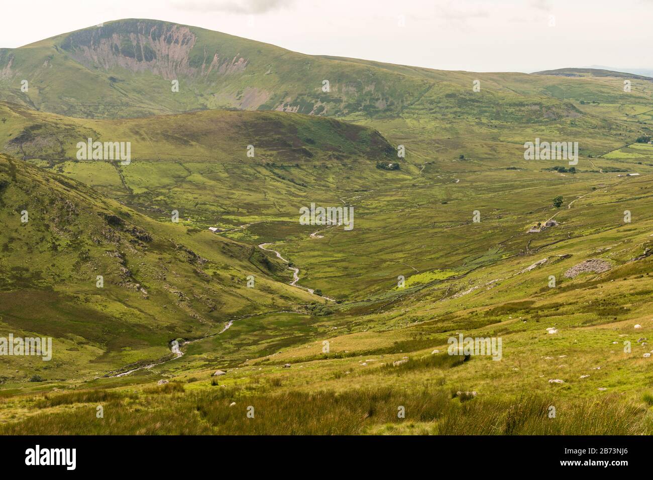 Spectacular Snowdonia lanscape seen from the Llanberis Path ascending ...