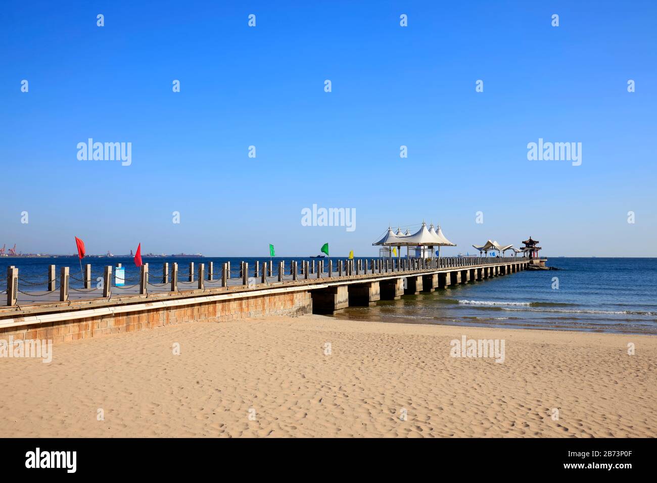 The seaside scenery and the seaside pier Stock Photo - Alamy