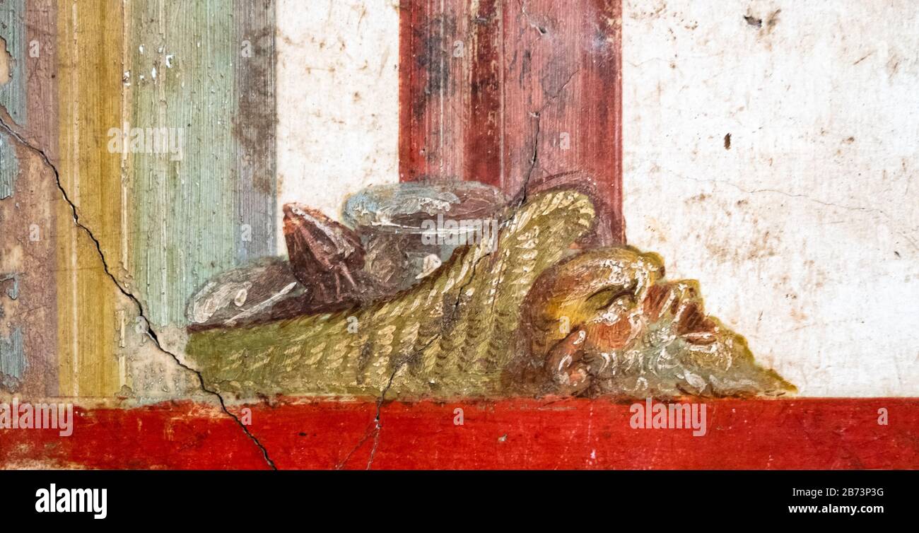 Ancient roman actor mask, Ancient fresco in a house in Pompeii, Pompeii ...