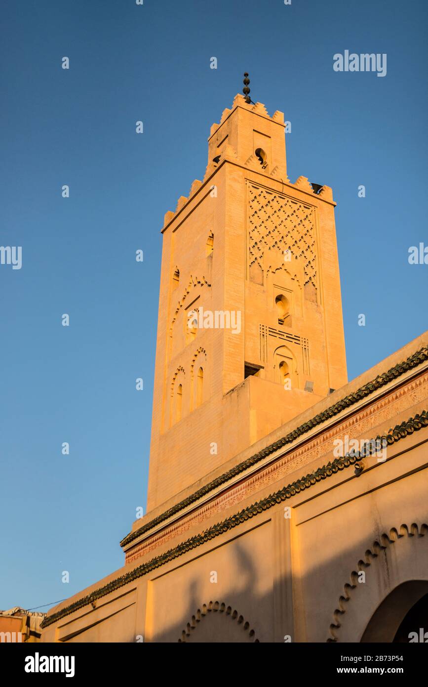 Mosque tower, Marrakech, Morocco Stock Photo - Alamy
