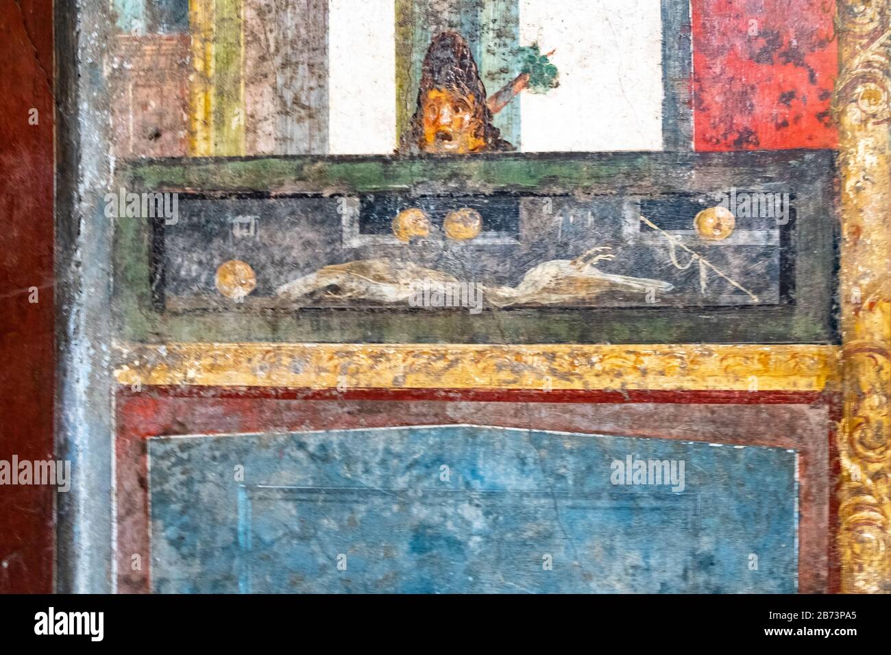 Ancient roman actor mask, Ancient fresco in a house in Pompeii, Pompeii ...