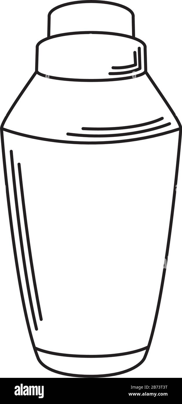 drinks cocktail shaker metal equipment bar vector illustration line ...