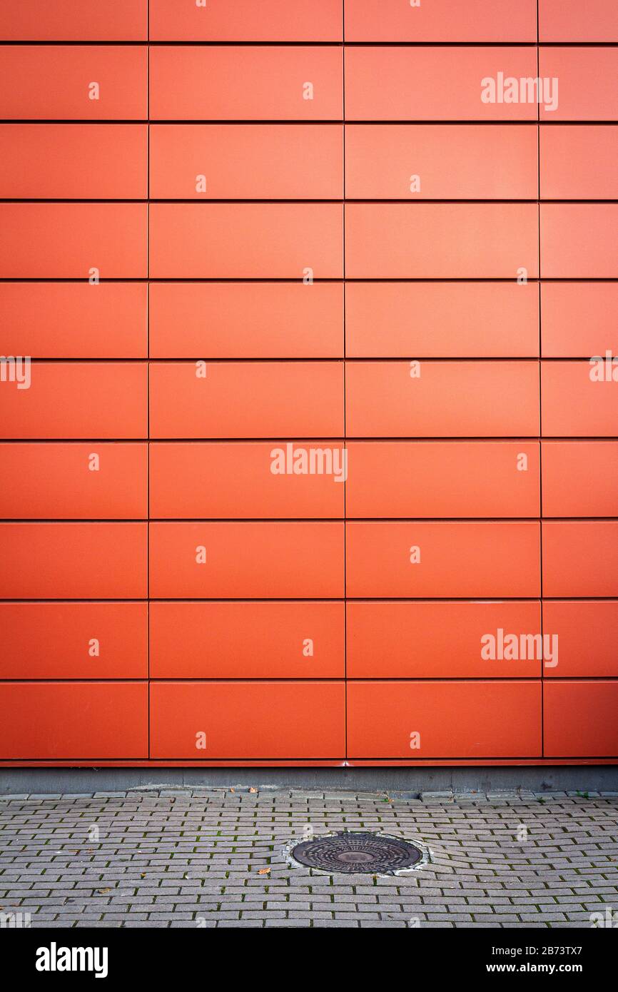 Modern weathered striped red tile wall texture background Stock Photo ...