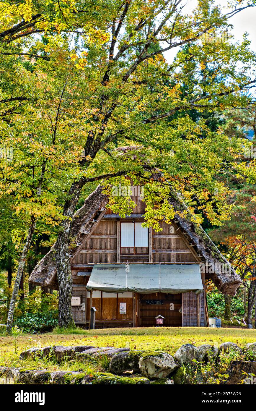 House in traditional village of Shirakawago, Gifu, Japan. Unesco World ...