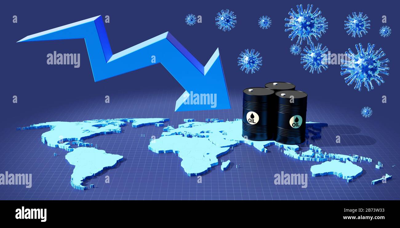 Oil barrel price crash - 3D illustration Stock Photo - Alamy