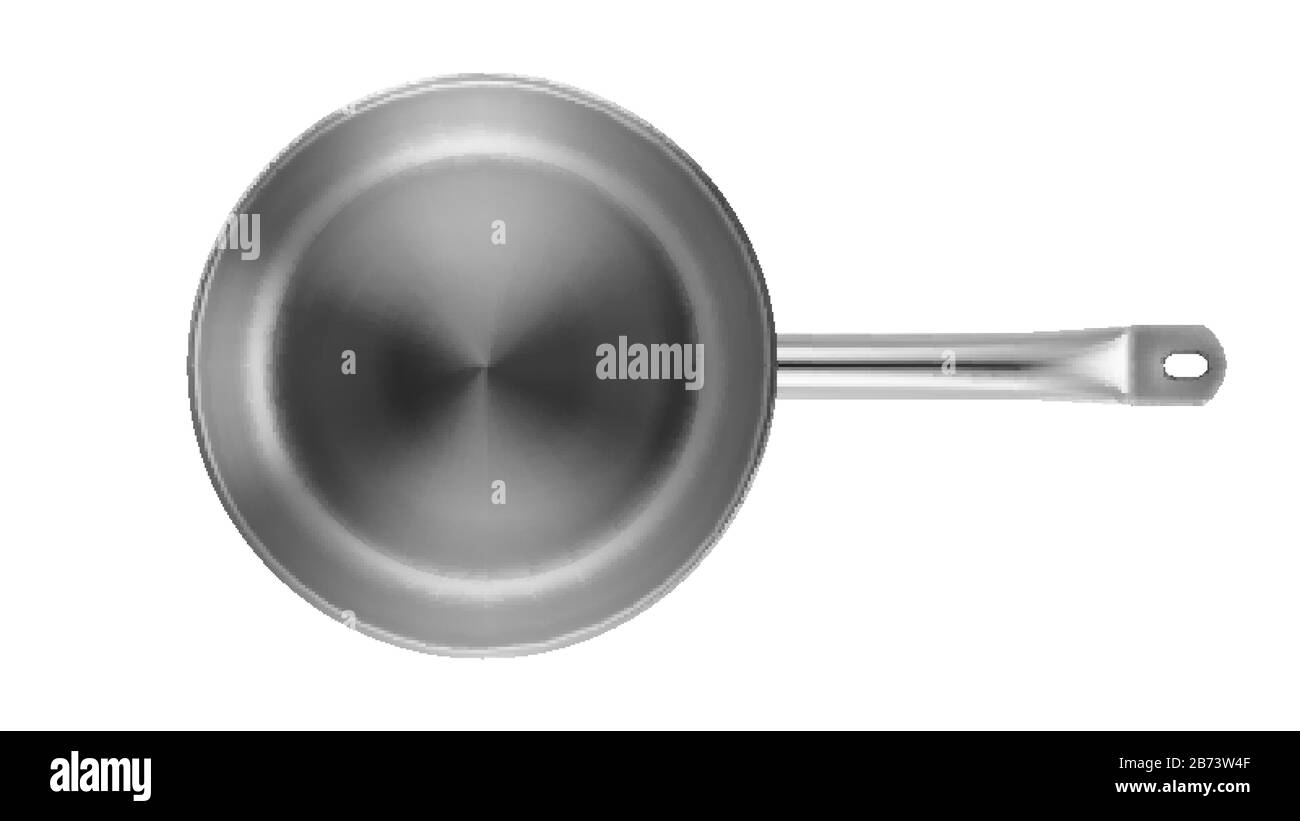 Frying Pan Stainless Kitchenware Top View Vector Stock Vector Image ...