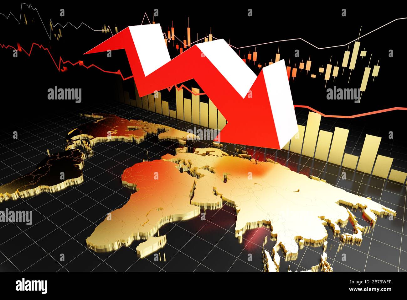 Financial crisis chart - 3D illustration Stock Photo - Alamy