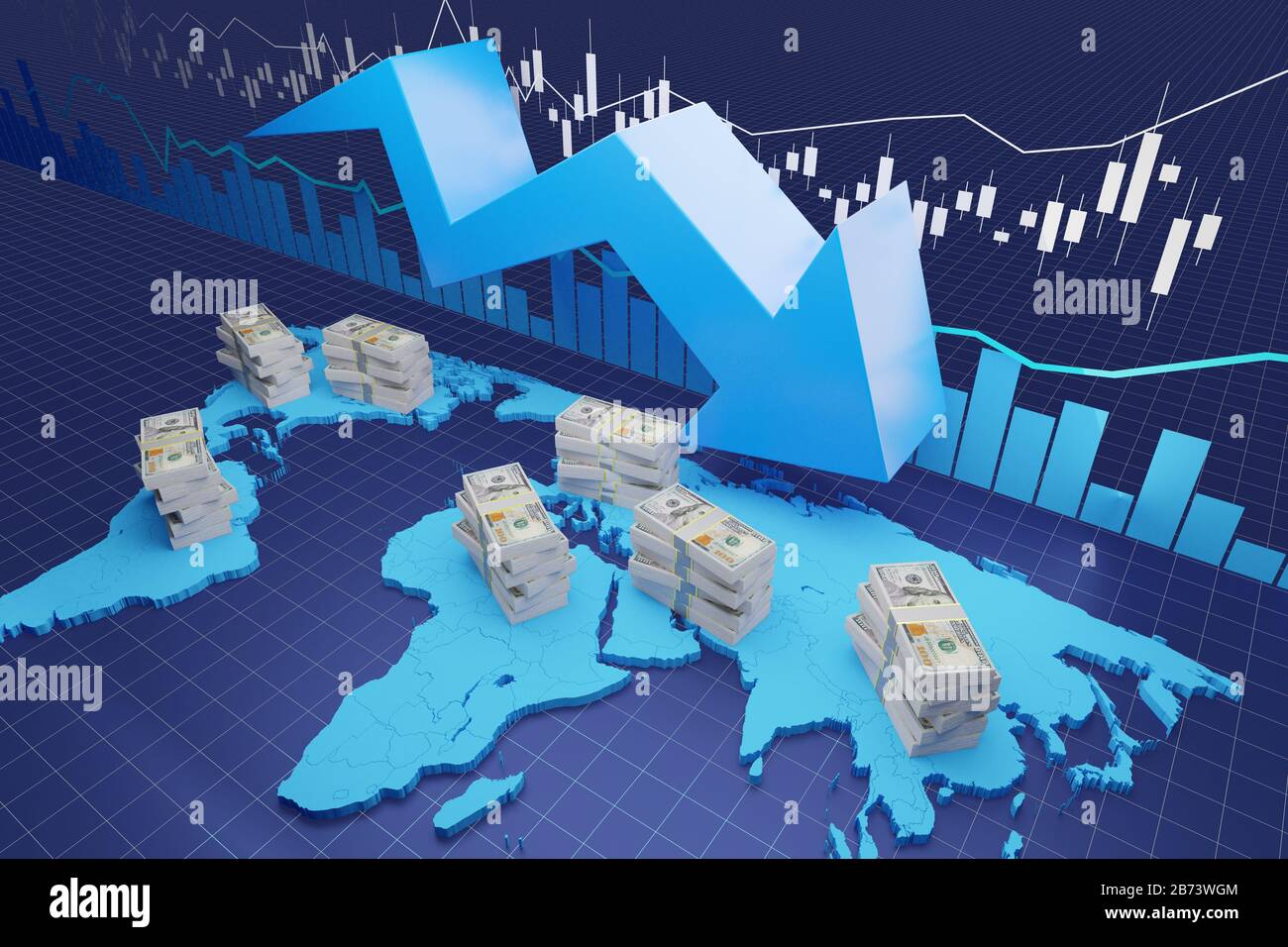 Financial crisis chart - 3D illustration Stock Photo - Alamy