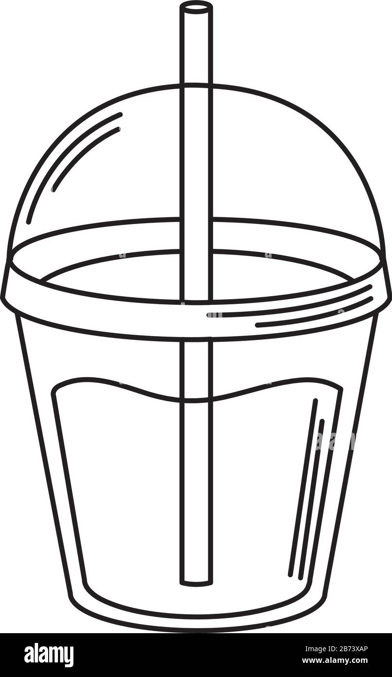 drinks plastic disposable cup milkshake with straw vector illustration ...