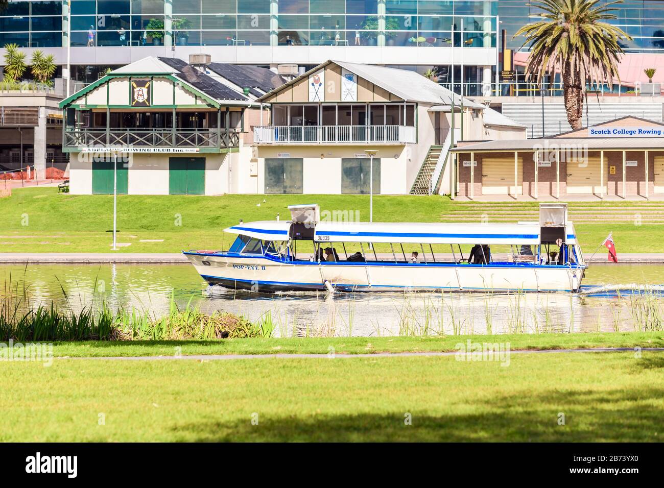 Adelaide, Australia - August 4, 2019: Iconic Pop Eye boat with people ...