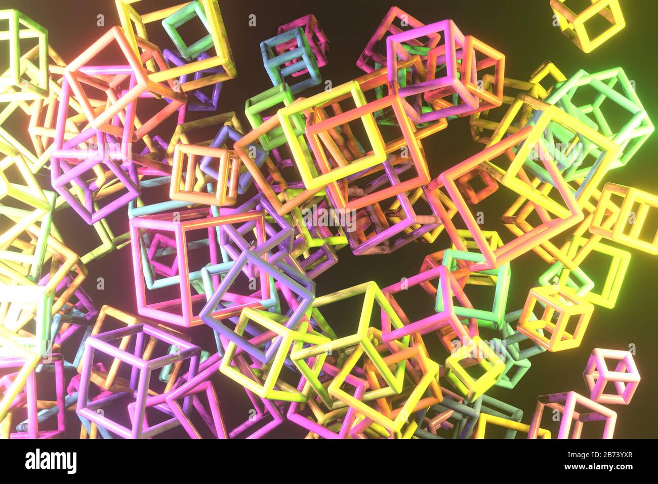 Abstract inter-locked square flying box, for web page, graphic design ...