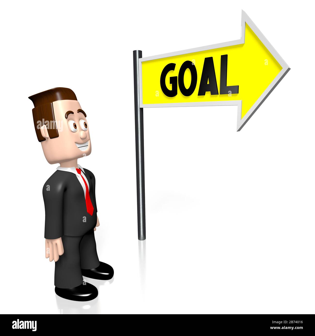 3D businessman, signpost concept - goal Stock Photo - Alamy