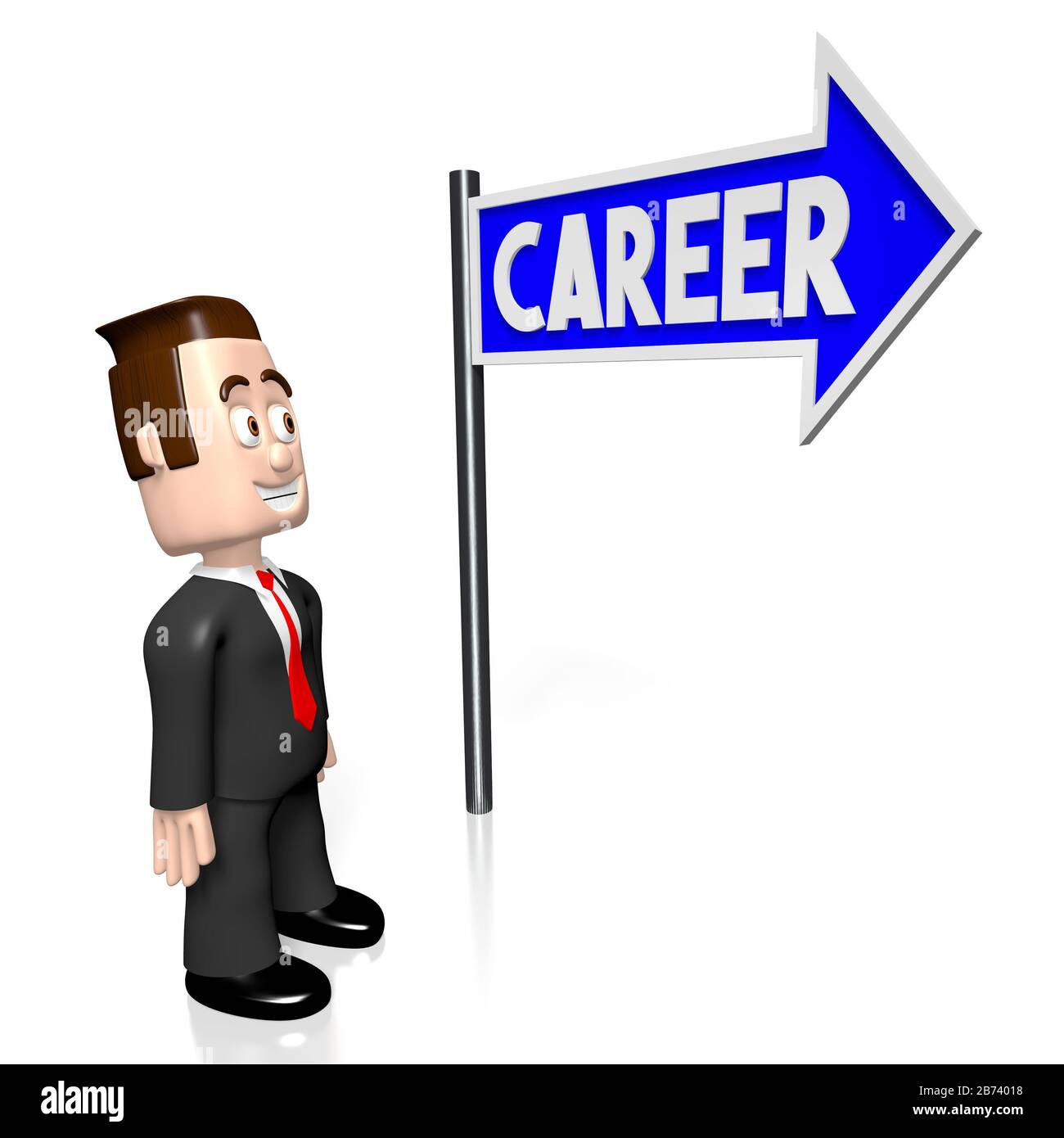 3D businessman, signpost concept - career Stock Photo - Alamy