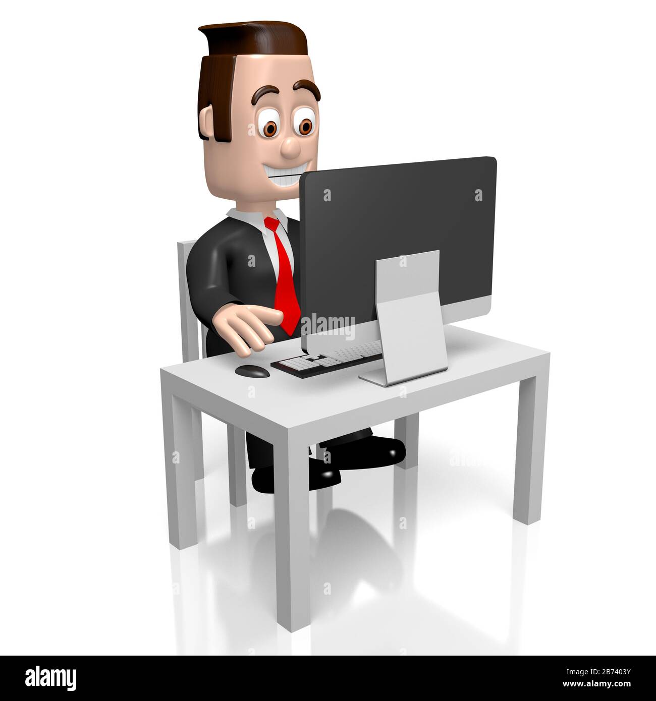 3D businessman working on computer Stock Photo - Alamy
