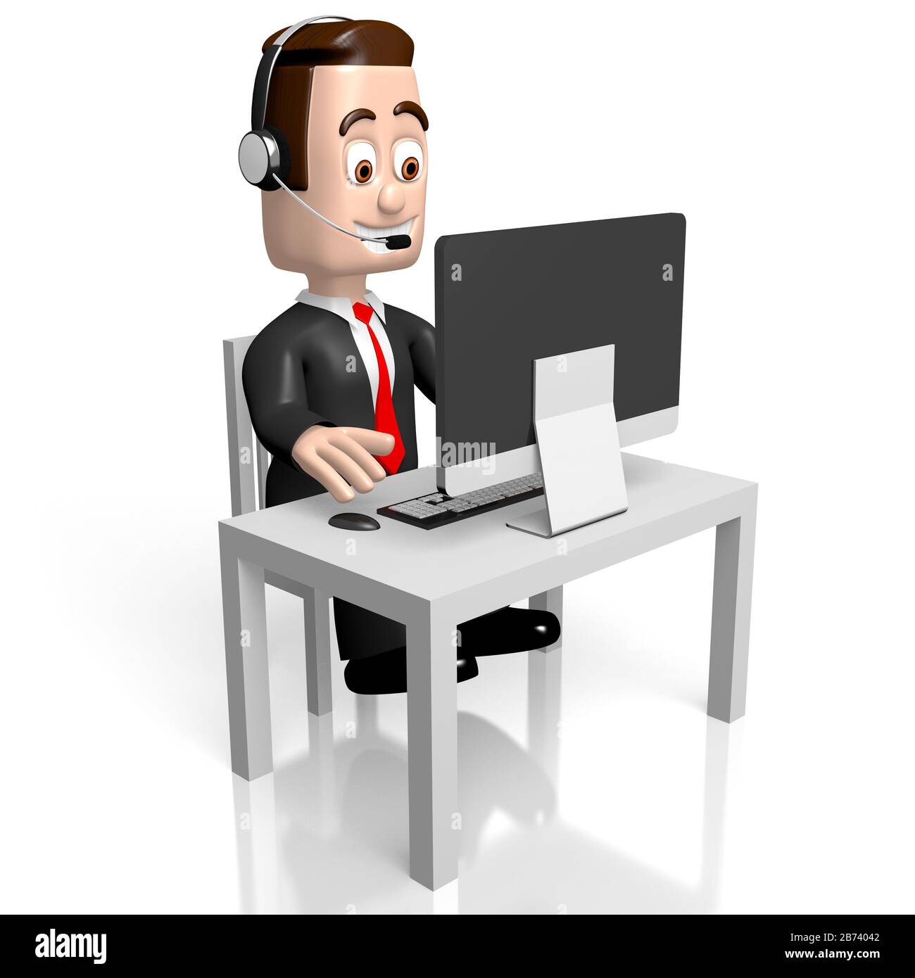 3D businessman working on computer Stock Photo - Alamy