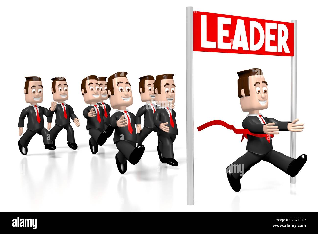 3D running businessmen - leader concept Stock Photo - Alamy