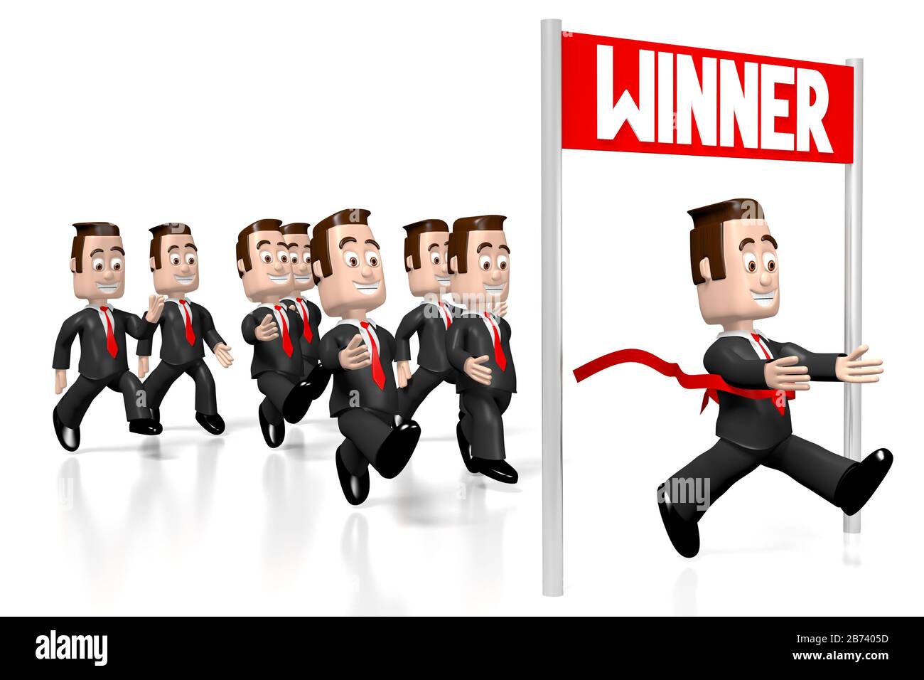 3D running businessmen - winner concept Stock Photo - Alamy