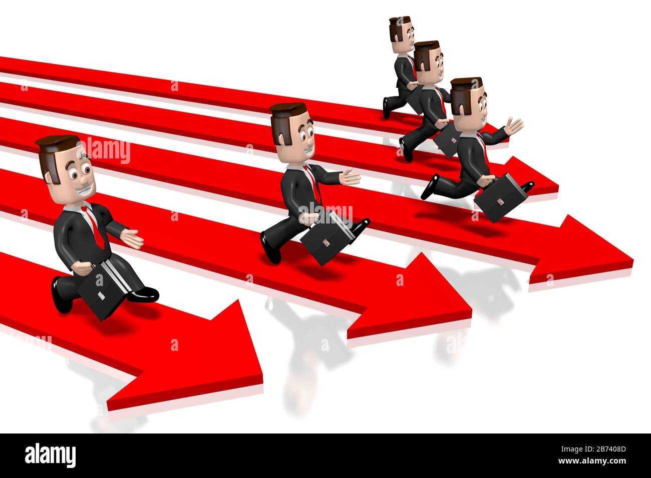 3D running businessmen, arrows Stock Photo - Alamy