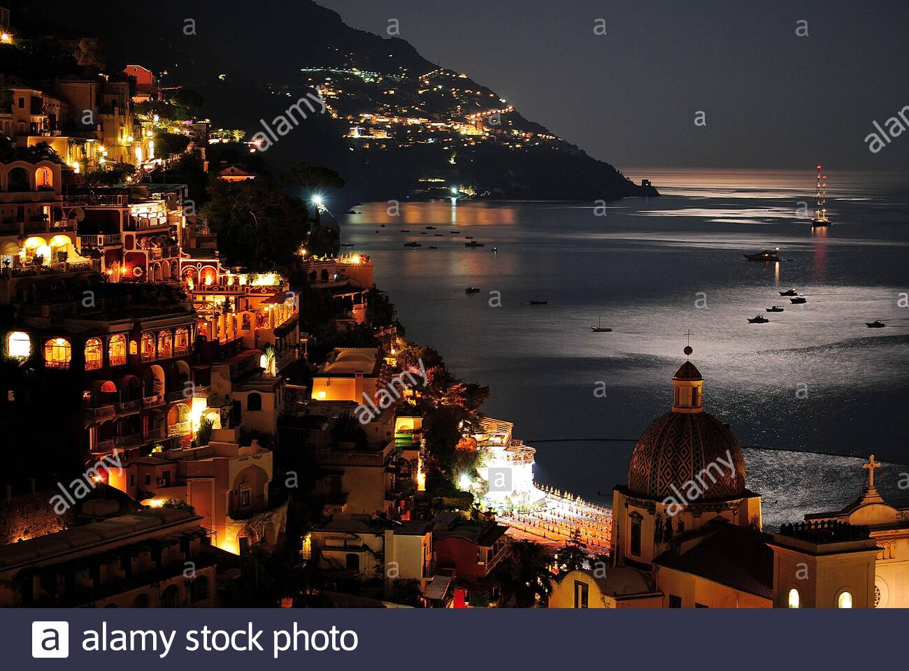 Amalfi Coast Night Italy Panoramic Stock Photos & Amalfi Coast Night ...