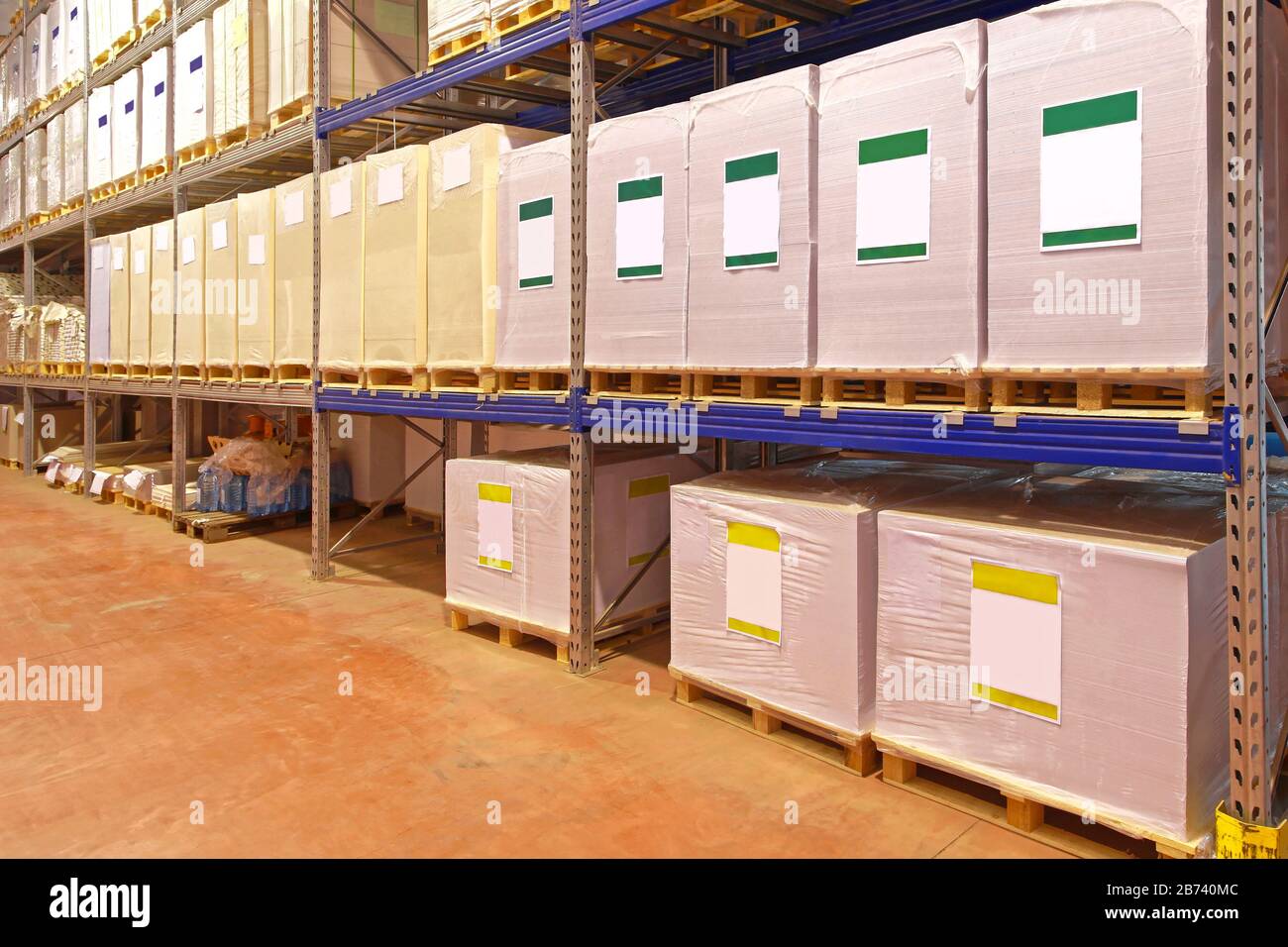 Pallets With Printing Paper at Shelf in Distrbution Warehouse Stock ...