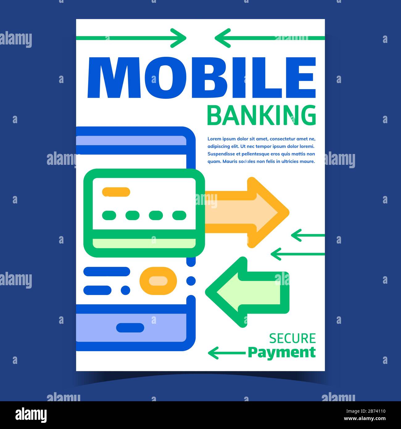 Mobile Banking Creative Advertising Poster Vector Stock Vector Image ...