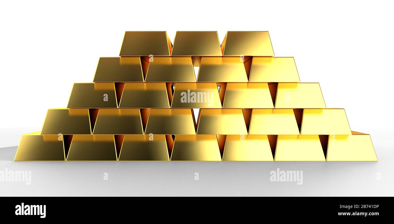 Gold ingots - bank/ treasure/ weath concept - 3D illustration Stock ...
