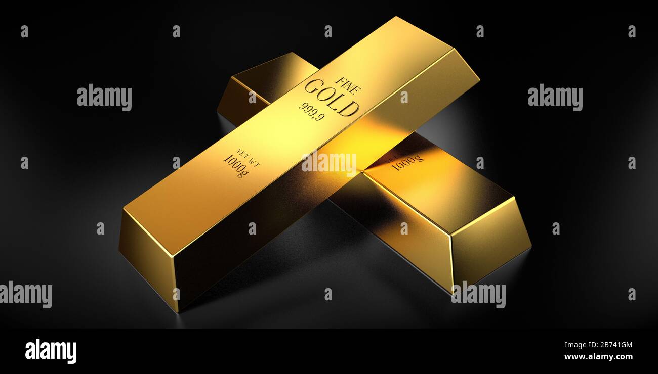 Gold ingots - bank/ treasure/ weath concept - 3D illustration Stock ...