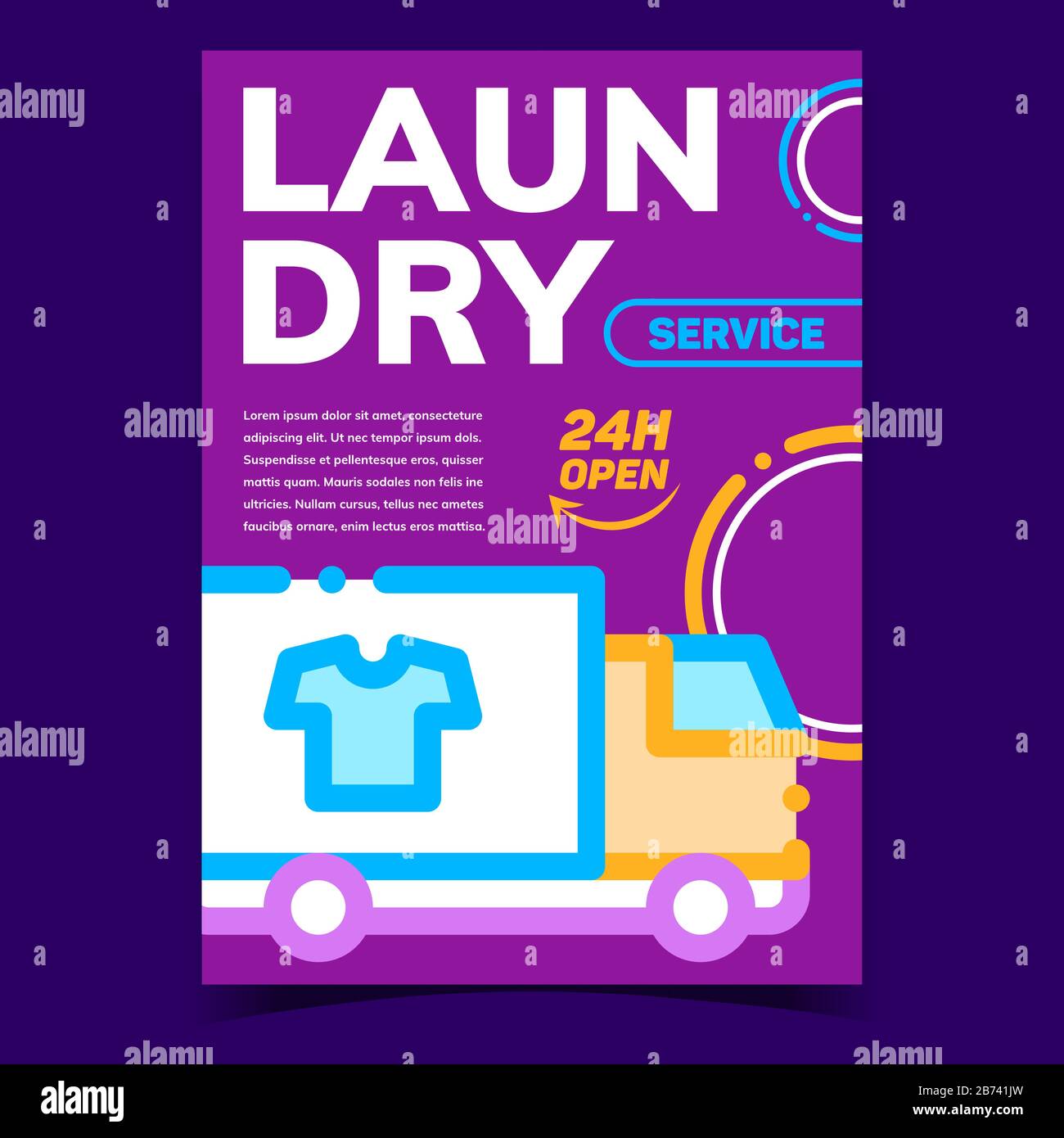 Laundry Service Creative Advertise Poster Vector Stock Vector Image ...