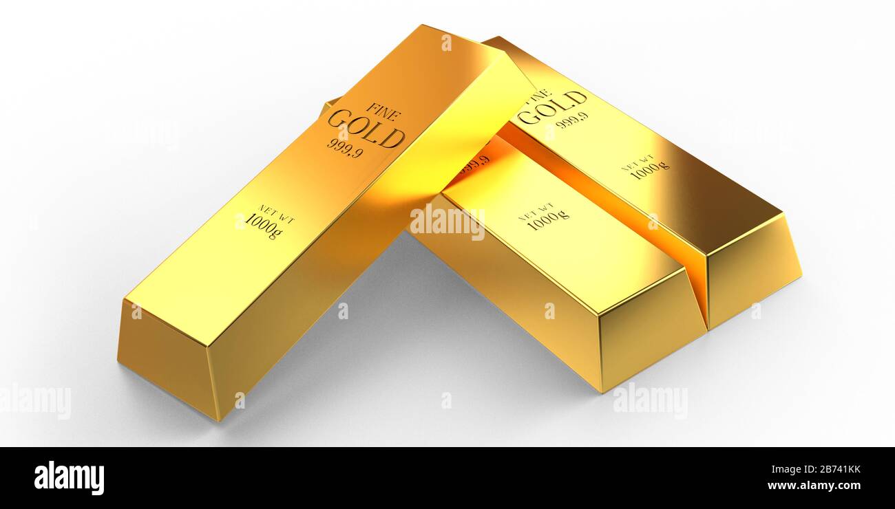 Gold ingots - bank/ treasure/ weath concept - 3D illustration Stock ...
