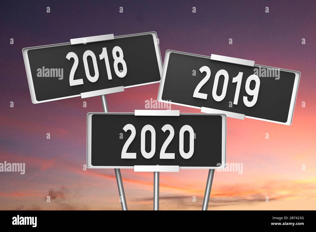 2018/ 2019/ 2020 signpost concept - 3D rendering Stock Photo - Alamy