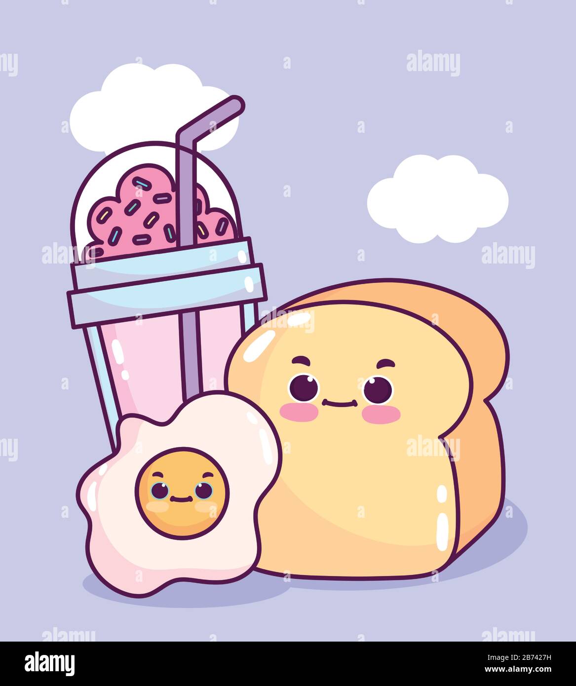 cute food breakfast bread and fried egg and smoothie sweet dessert ...