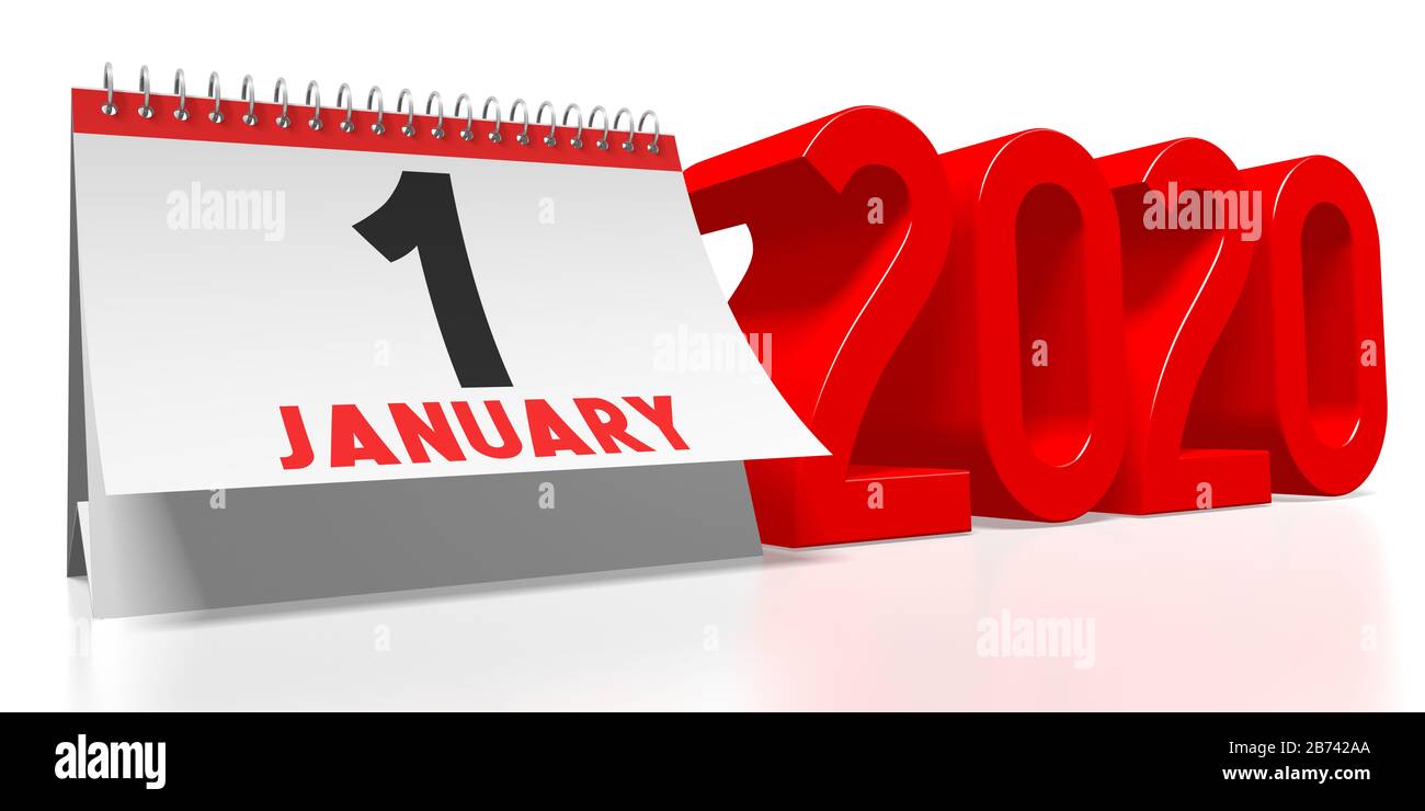 2020 concept - calendar - 3D rendering Stock Photo - Alamy