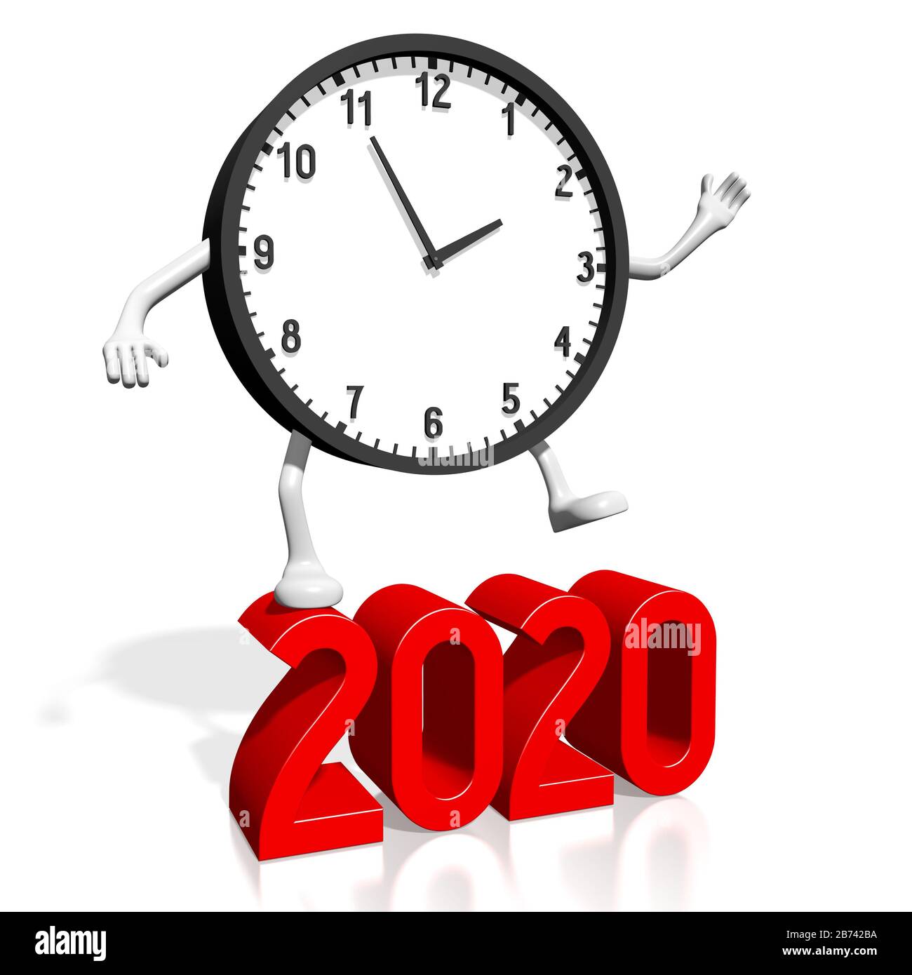 2020 concept - clock - 3D rendering Stock Photo - Alamy
