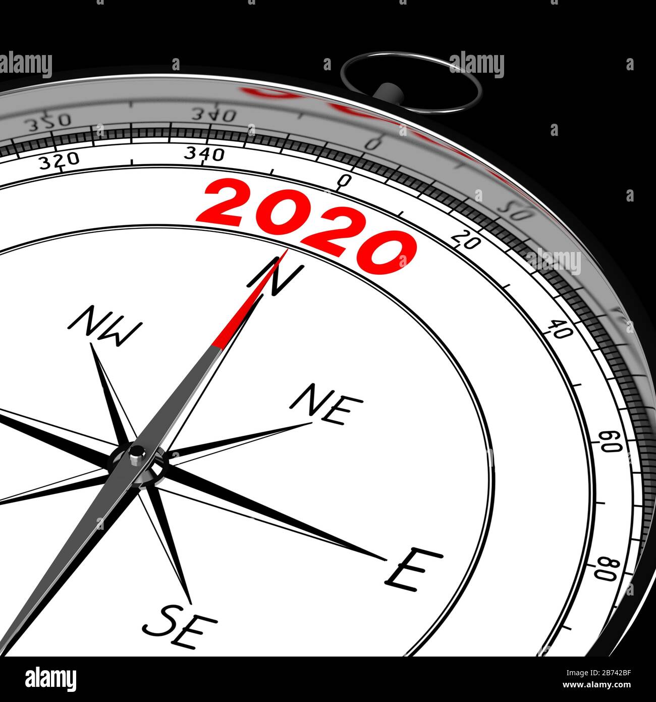 2020 concept - compass - 3D rendering Stock Photo - Alamy
