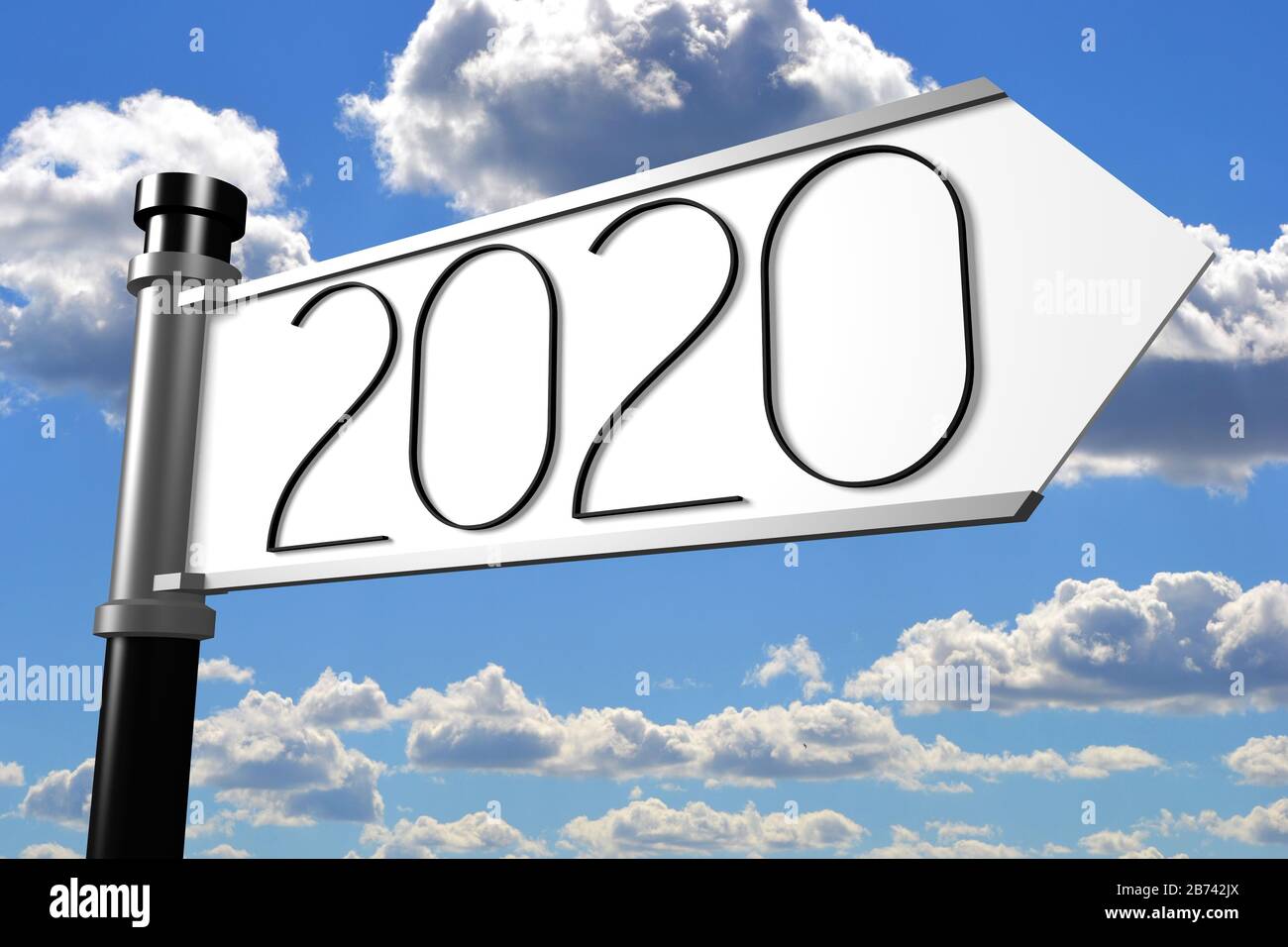 2020 signpost concept - 3D rendering Stock Photo - Alamy