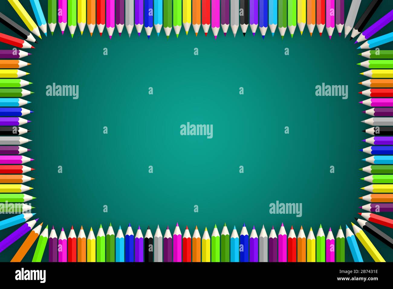 3D colorful pencils/ crayons - back to school frame Stock Photo - Alamy