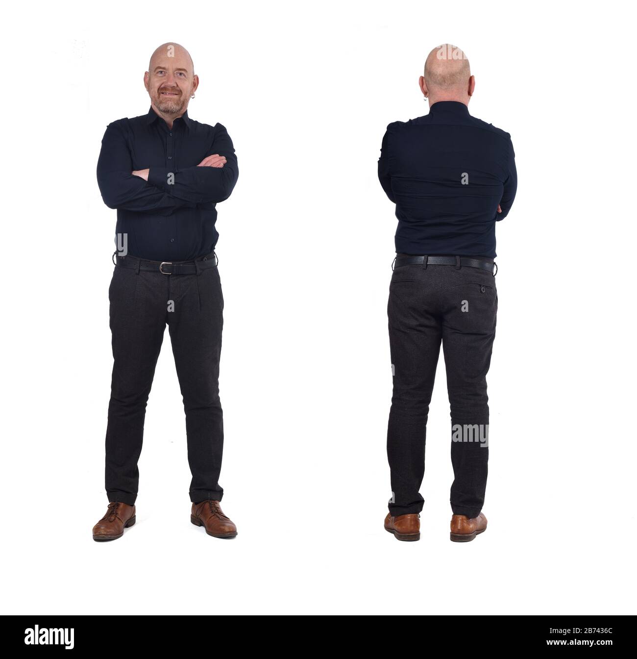 front and back of full portrait of a man on white Stock Photo - Alamy