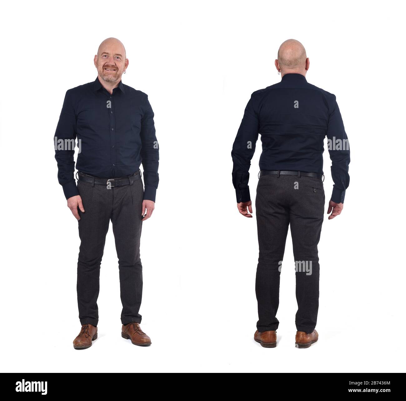 front and back of full portrait of a man on white Stock Photo - Alamy