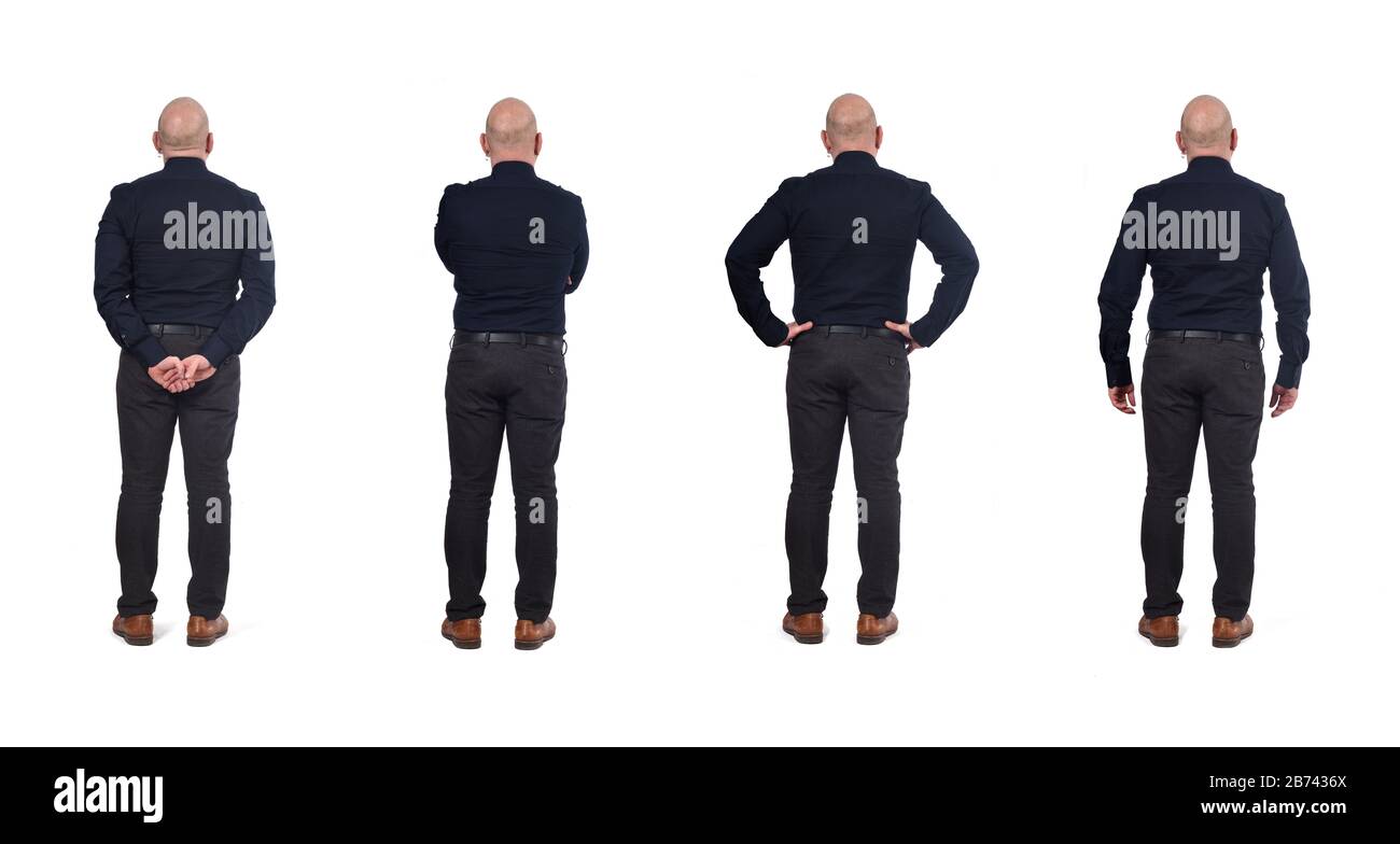 full portrait of a man from behind on white Stock Photo - Alamy