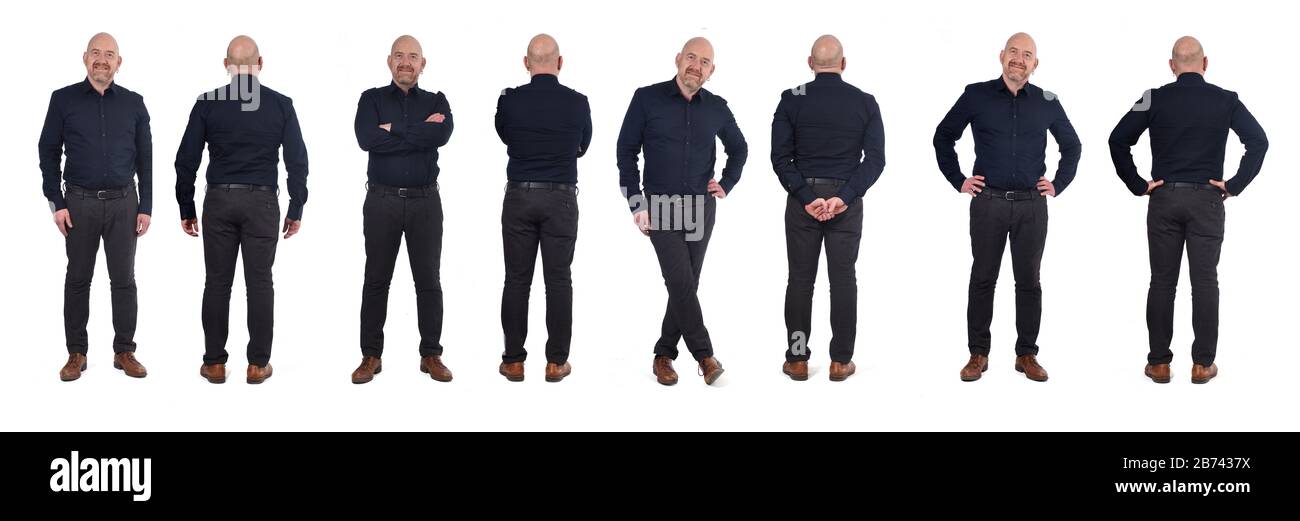full portrait of a man standing in various poses Stock Photo - Alamy