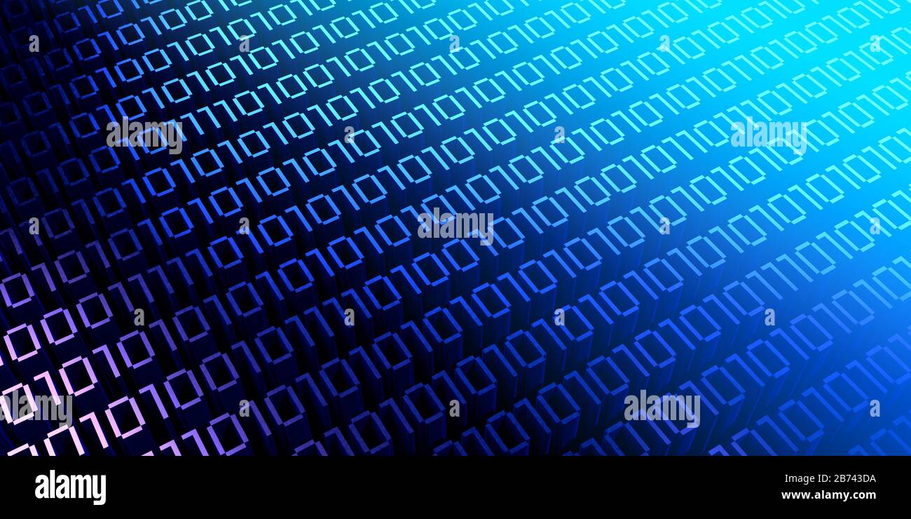 Blue binary code concept - 3D illustration Stock Photo - Alamy
