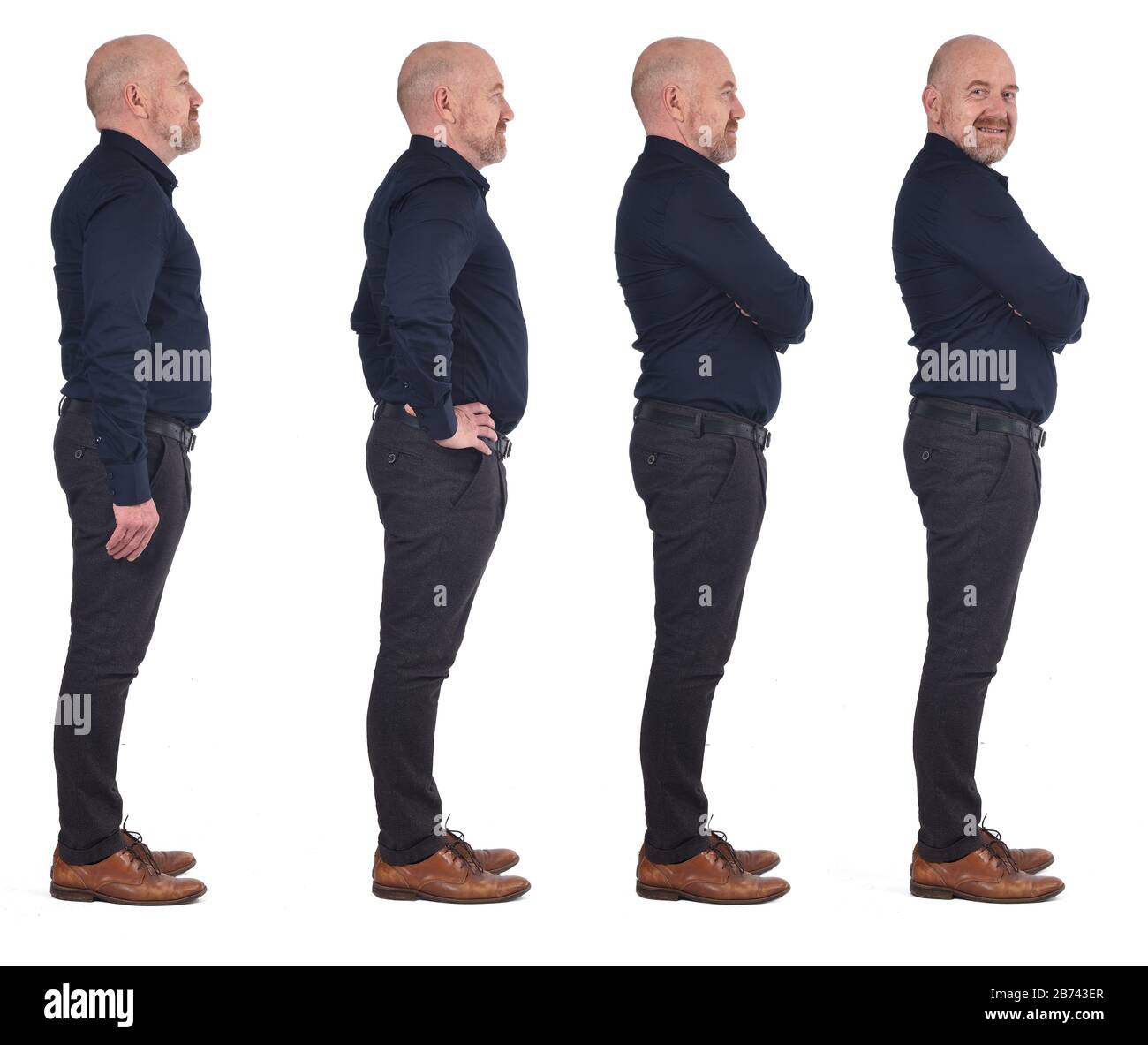 full portrait of a man from profile on white background Stock Photo - Alamy