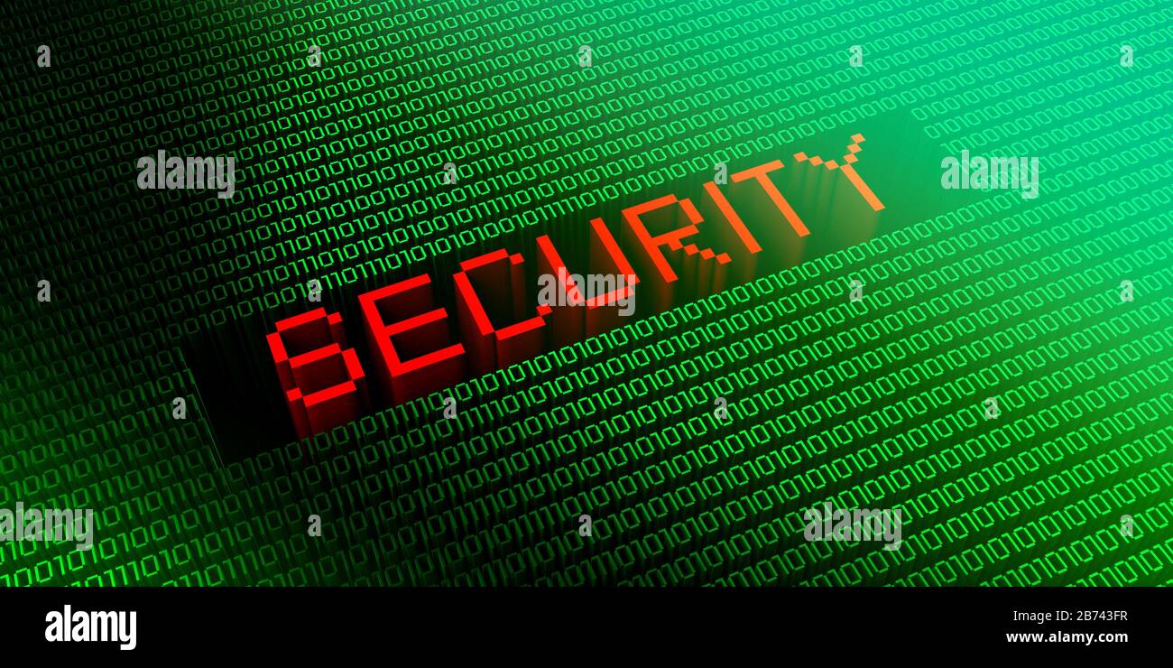 Security - binary code concept - 3D illustration Stock Photo - Alamy