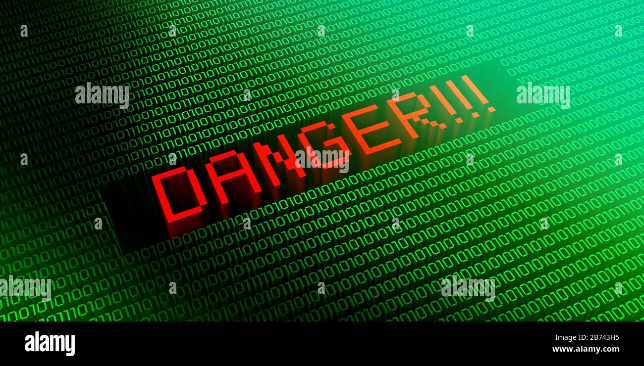 Danger - binary code concept - 3D illustration Stock Photo - Alamy